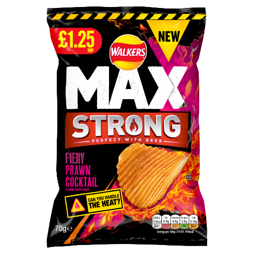 Millennium. Walkers Max Strong Fiery Prawn Cocktail £1.25